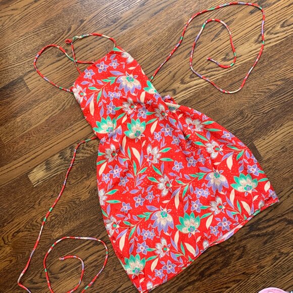 RESA | Dresses | Resa Red Floral Mini Dress | Poshmark